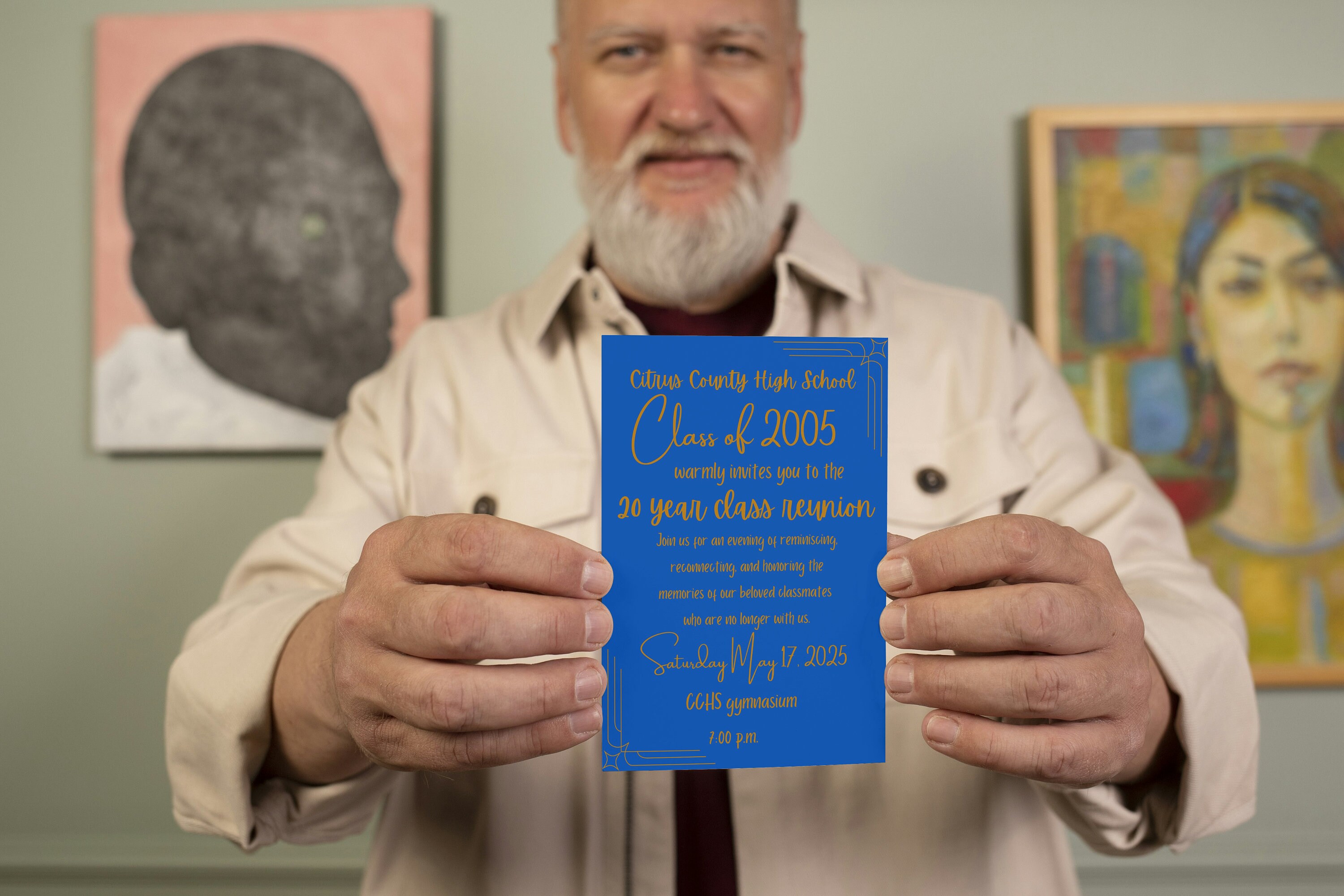 Blue Gold Class Reunion Invitation, Class of High School, College ...