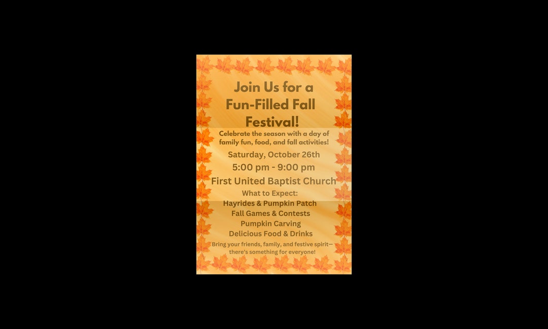 Fall Event Flyer, Autumn Festival, Customizable Digital Download, Fall ...