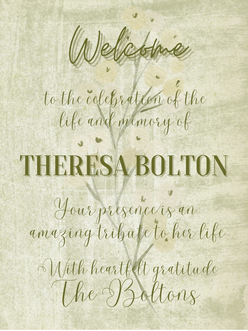 Funeral Welcome Sign Template, Funeral Poster, Celebrating the Life of ...