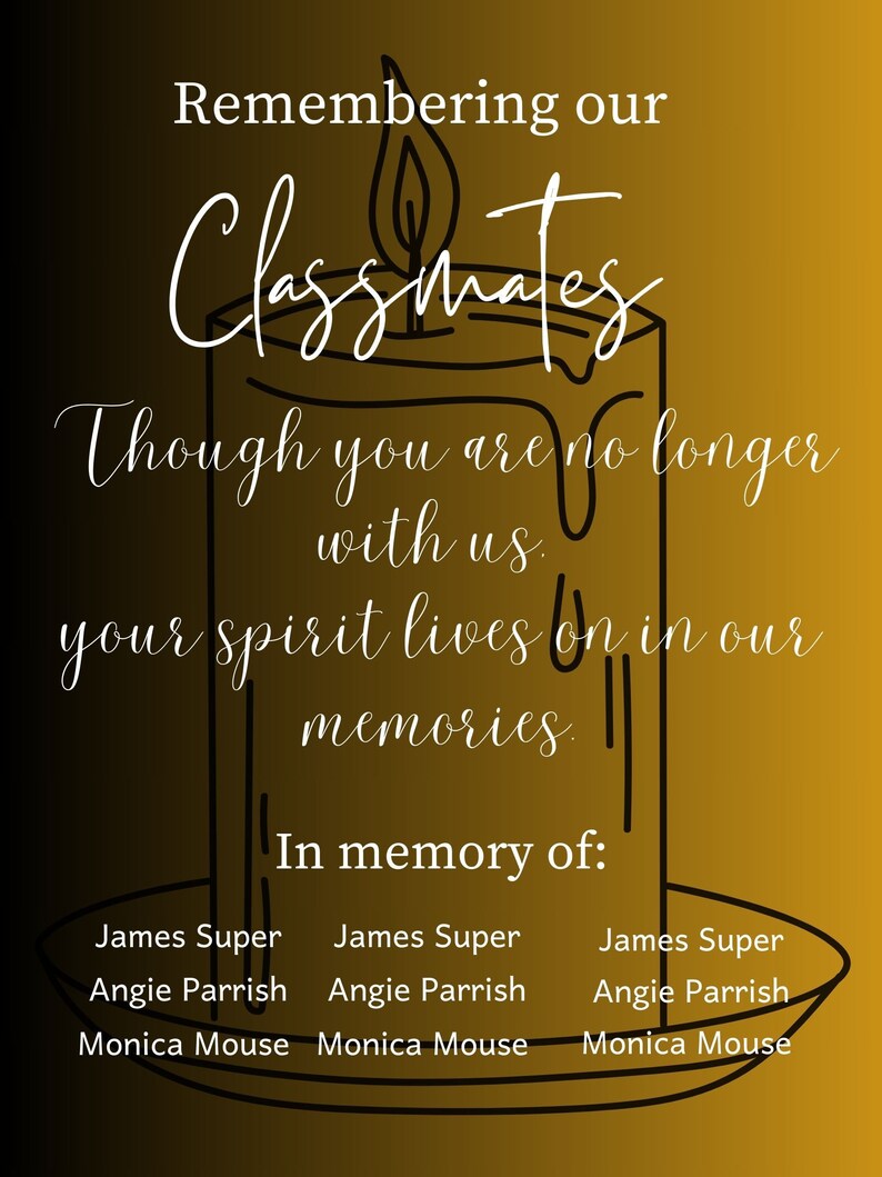 Personalized Memorial Card for Your Next Class Reunion. High School ...