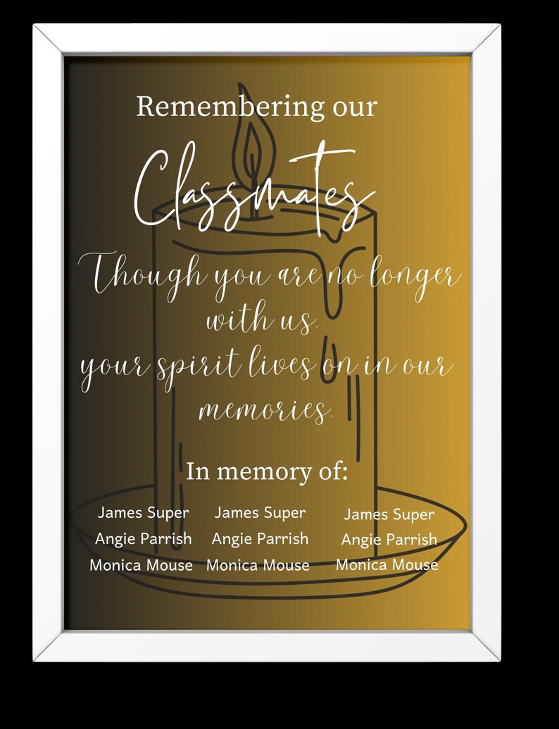 Personalized Memorial Card for Your Next Class Reunion. High School ...