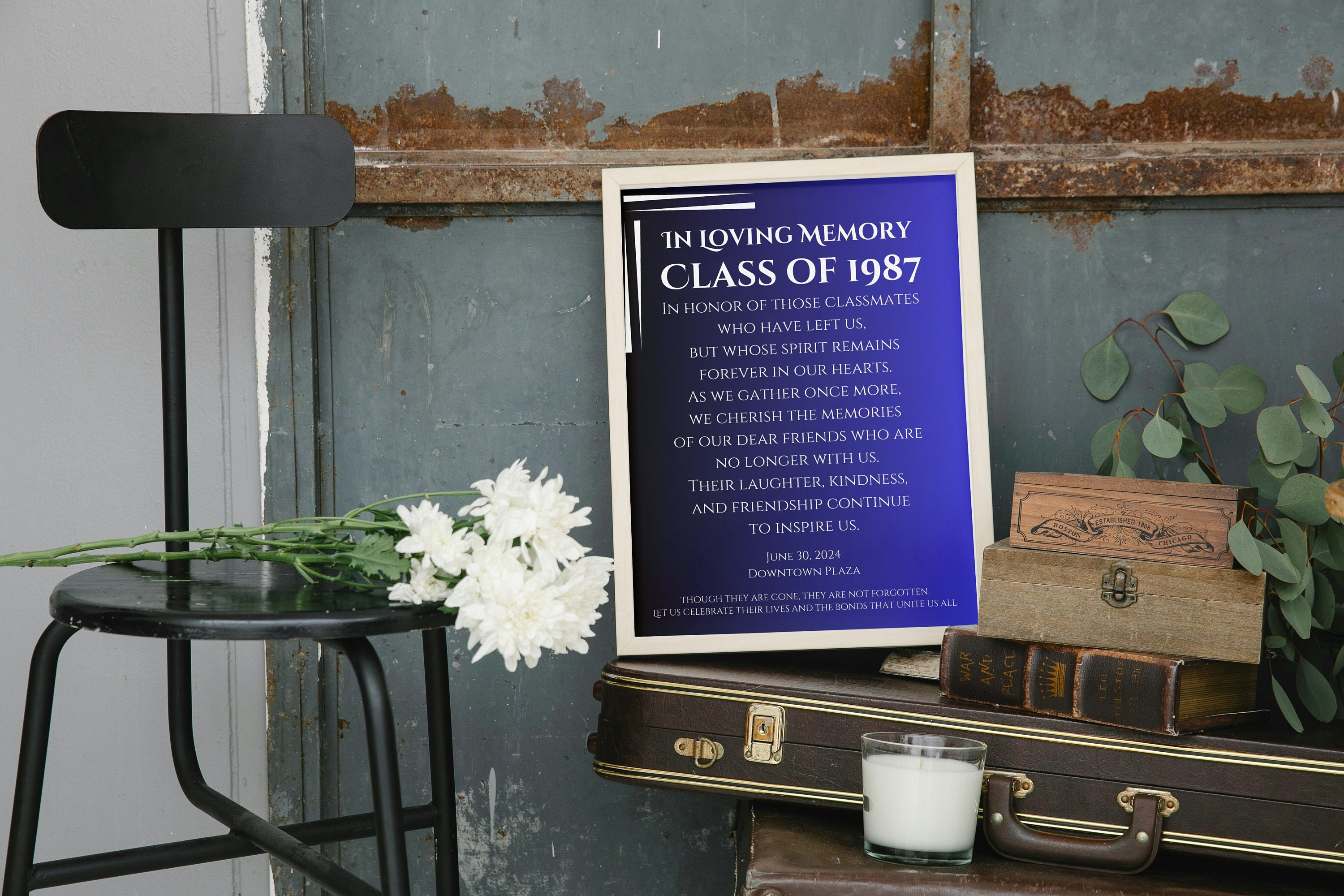 Blue Ombre Class Reunion Memory Poster, Reunion Classmate Memorial ...