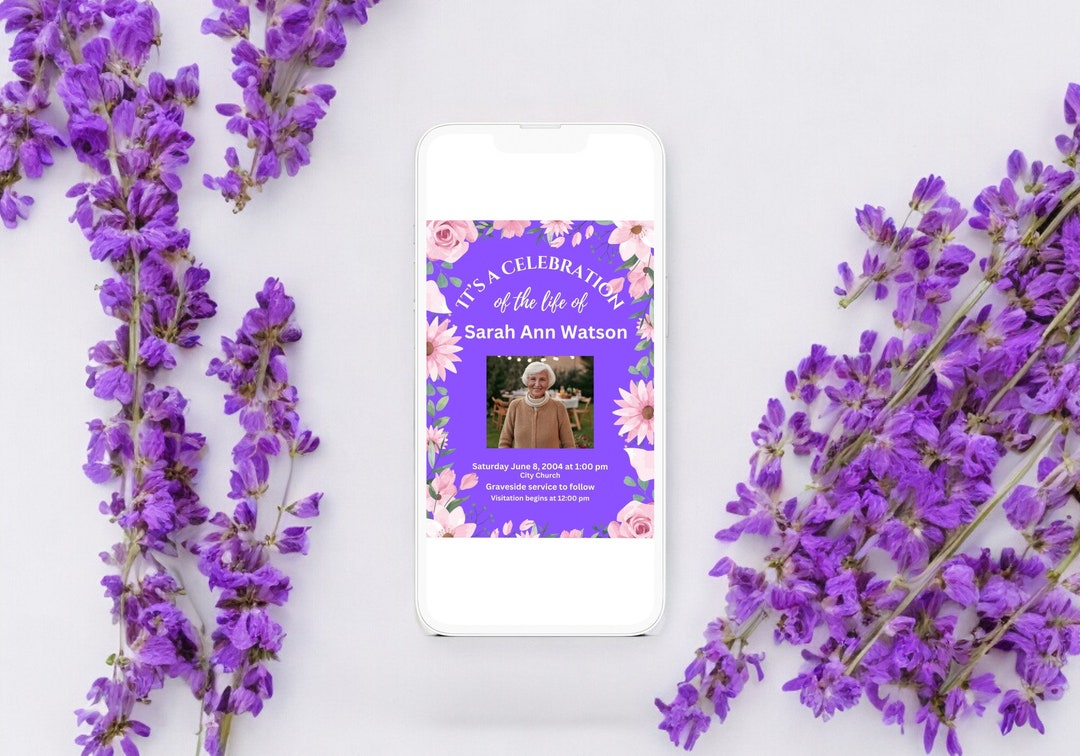 Electronic Funeral Announcement, Purple Floral, Funeral Announcement ...