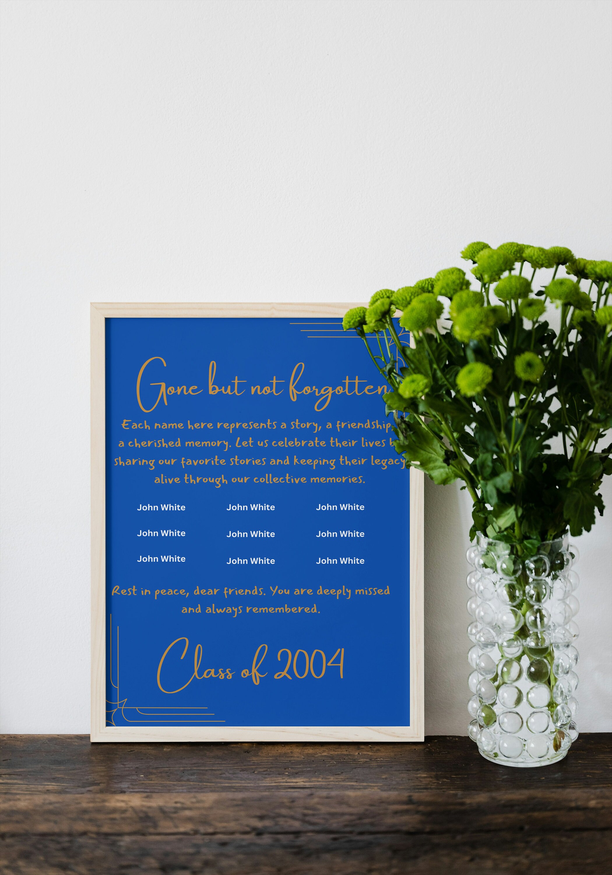 Class Reunion Memorial Poster - Blue and Gold Tribute, Loving Memory ...