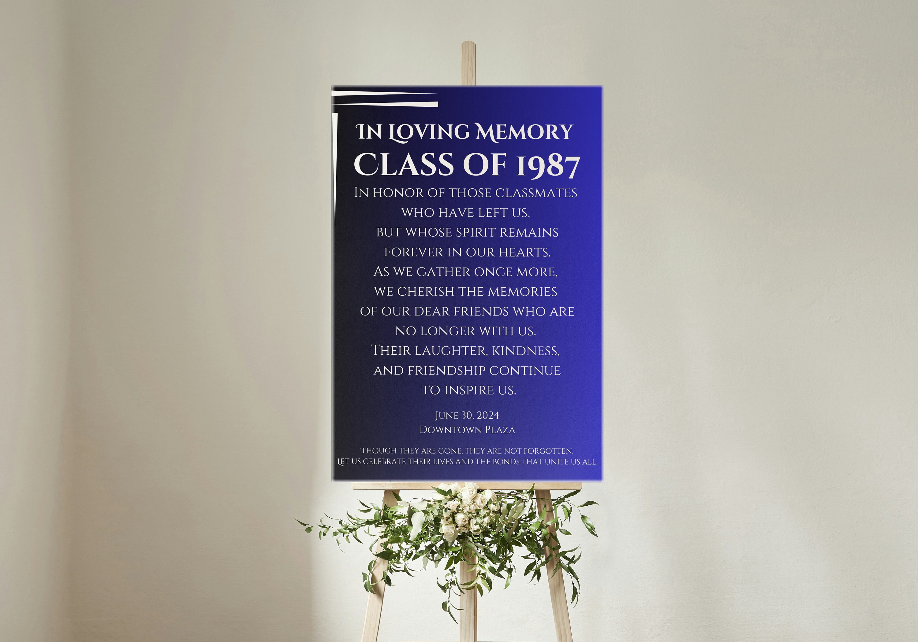 Blue Ombre Class Reunion Memory Poster, Reunion Classmate Memorial ...