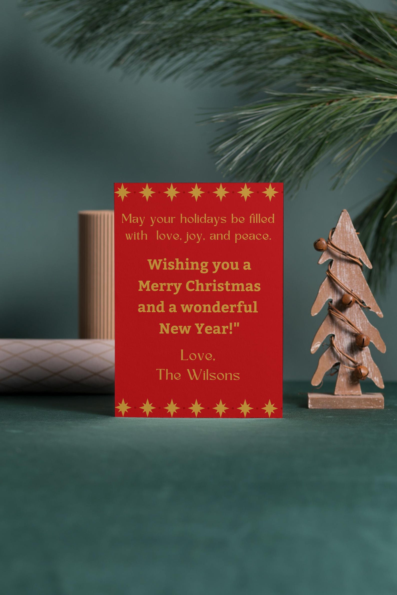 Simple Red and Gold Printable Christmas Card. Edit and Customize With ...