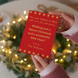 Simple Red and Gold Printable Christmas Card. Edit and Customize With ...