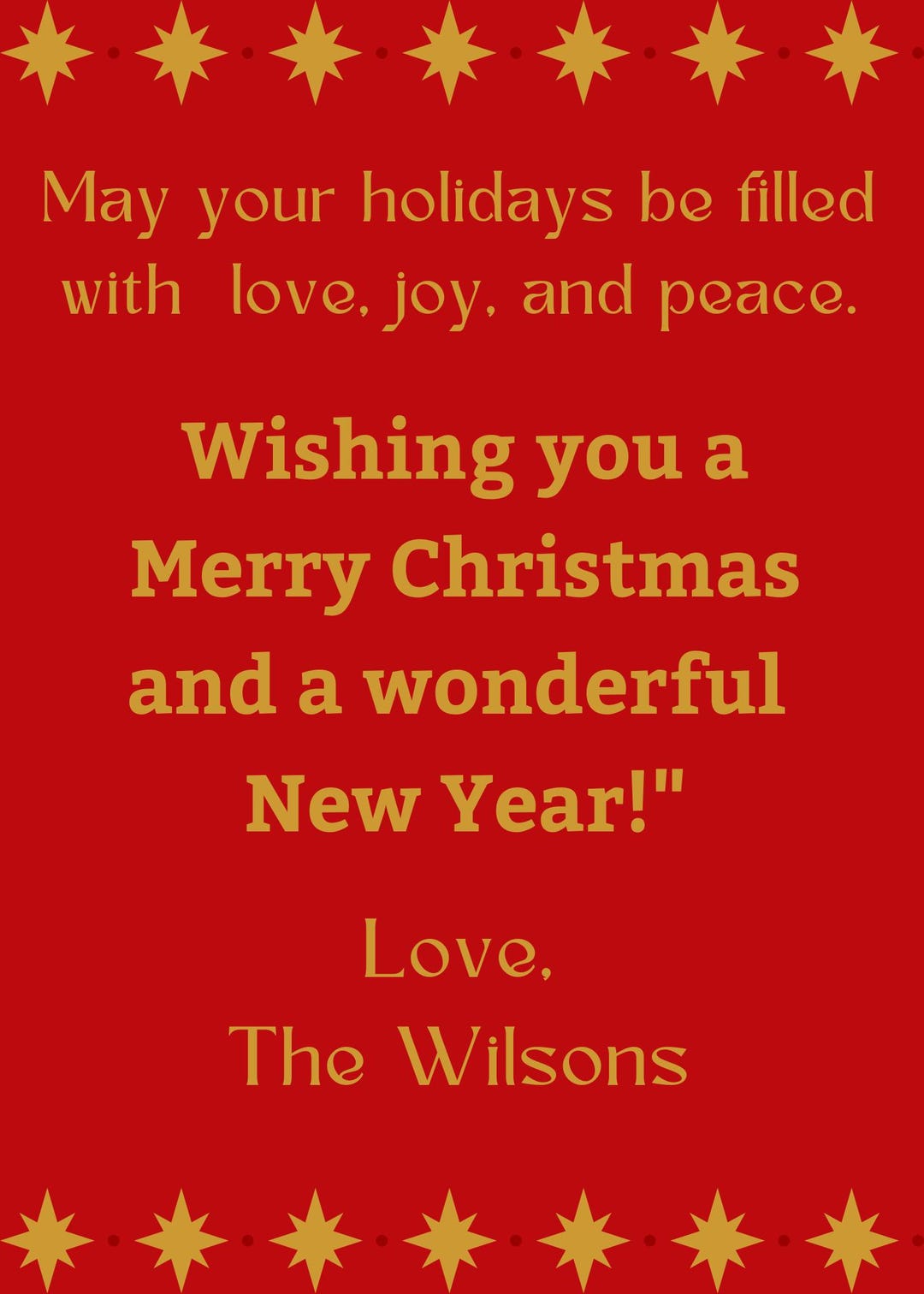 Simple Red and Gold Printable Christmas Card. Edit and Customize With ...