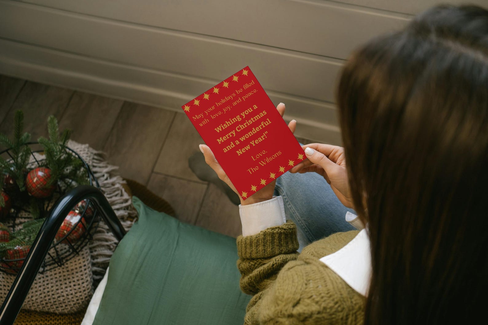 Simple Red and Gold Printable Christmas Card. Edit and Customize With ...