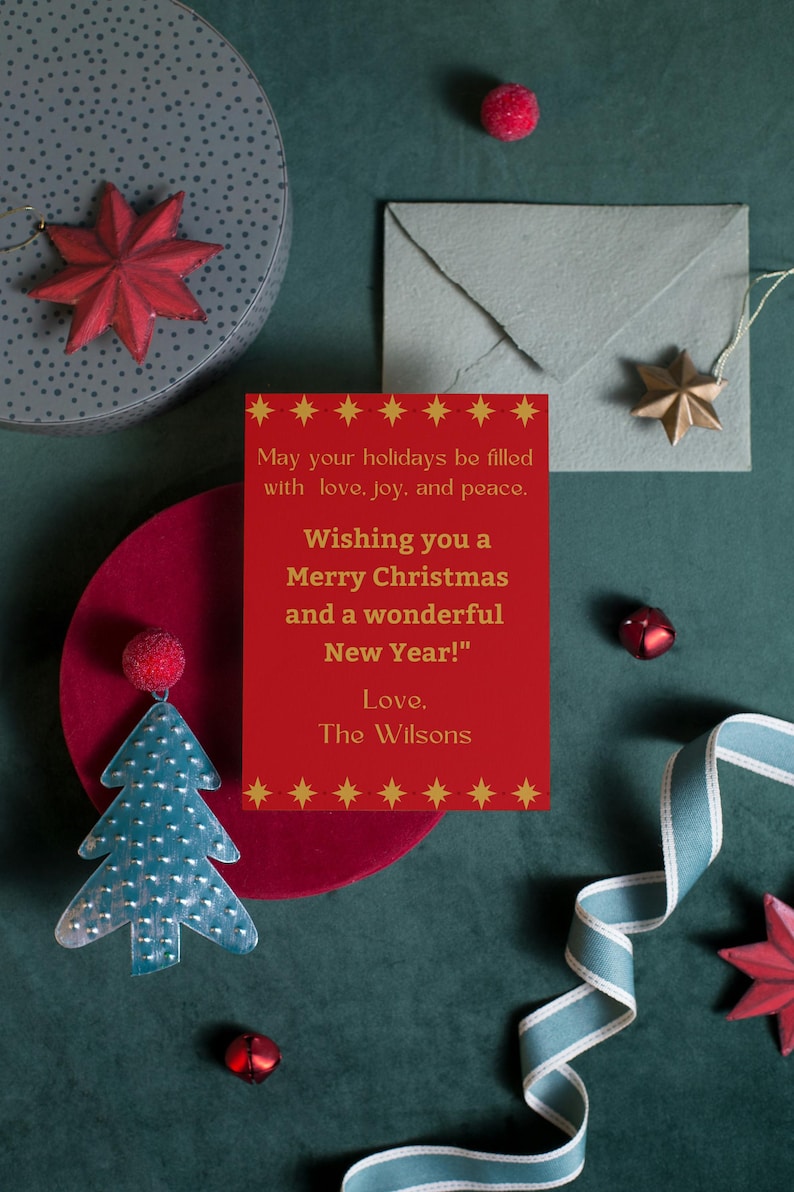 Simple Red and Gold Printable Christmas Card. Edit and Customize With ...