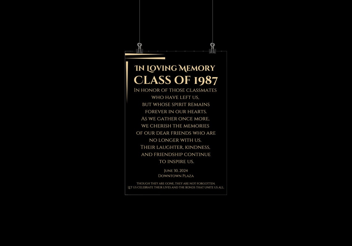 Remembrance Board, Customizable Editable Template, Memorial Poster ...
