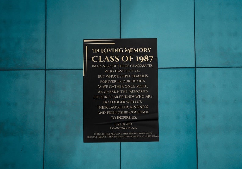 Remembrance Board, Customizable Editable Template, Memorial Poster ...