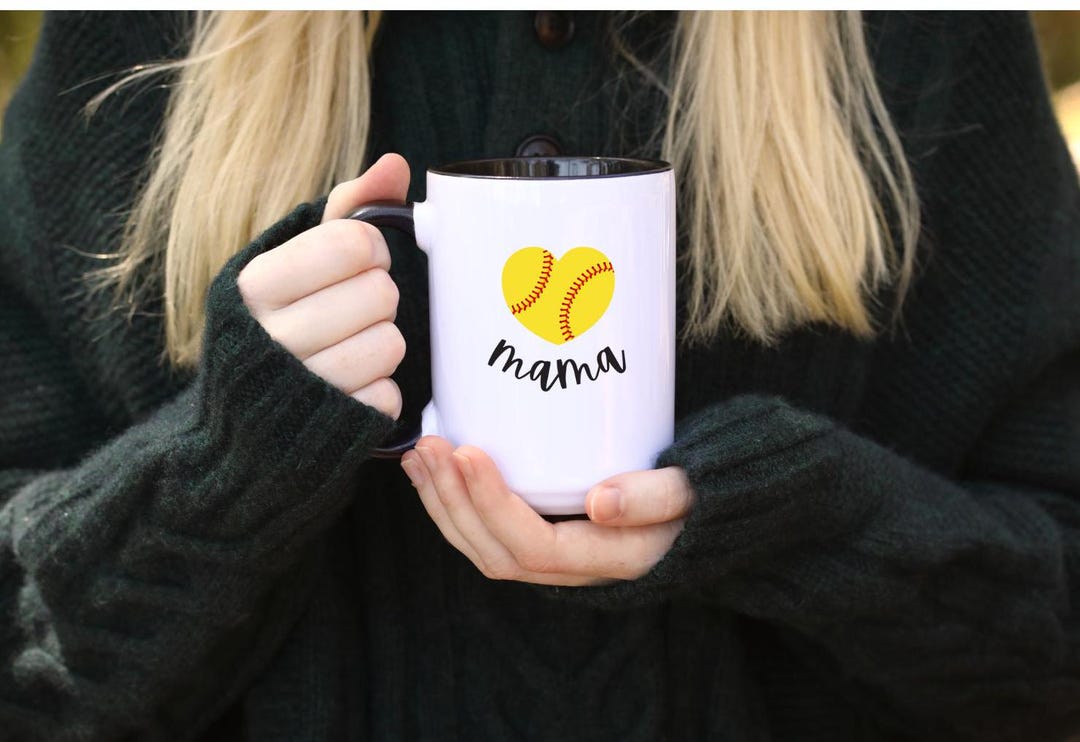Softball Mom's Dugout Mug: 2-tone Ceramic 11oz/15oz Microwave Safe Game ...