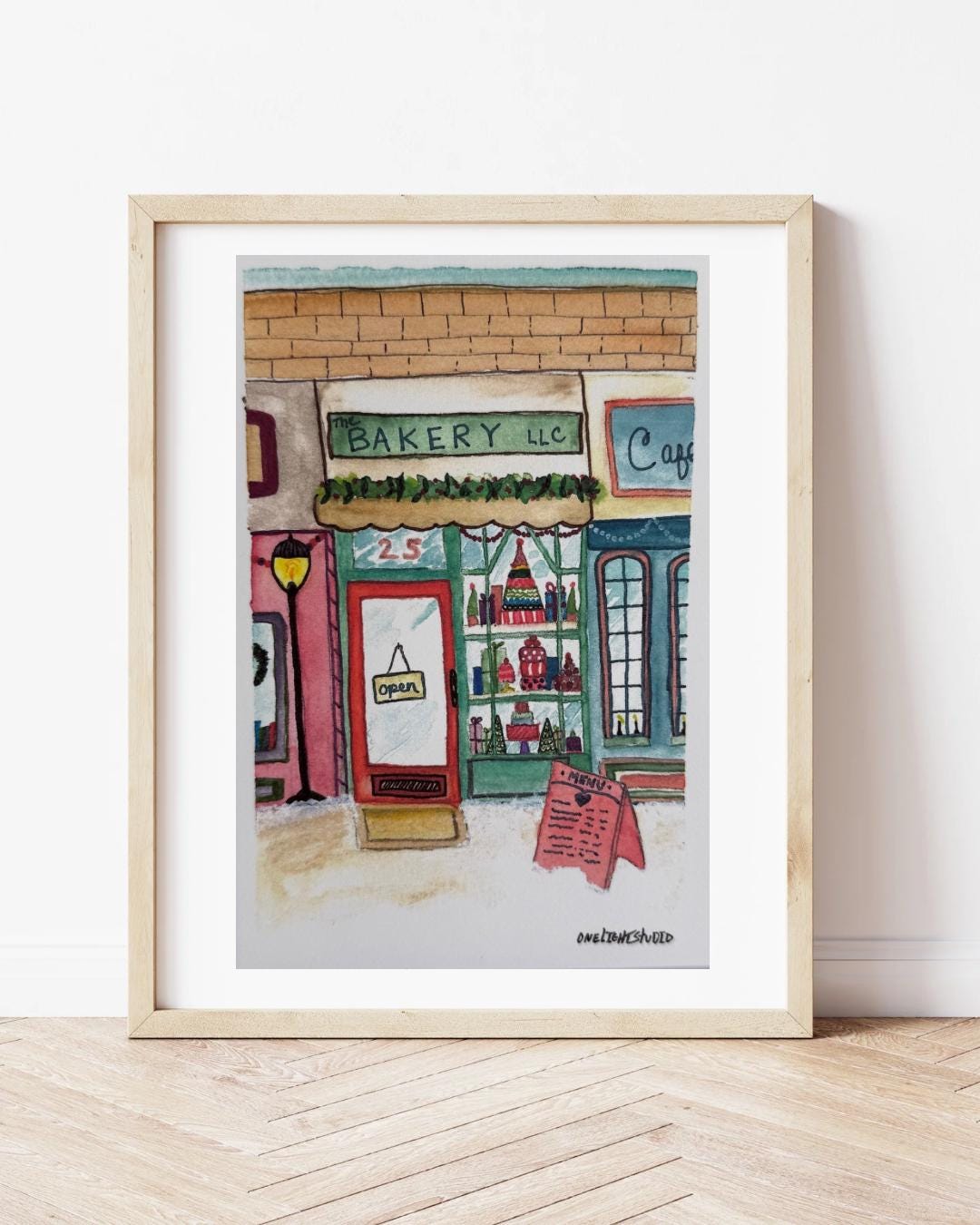 Small Town Storefront, Whimsical Watercolor Print - Etsy