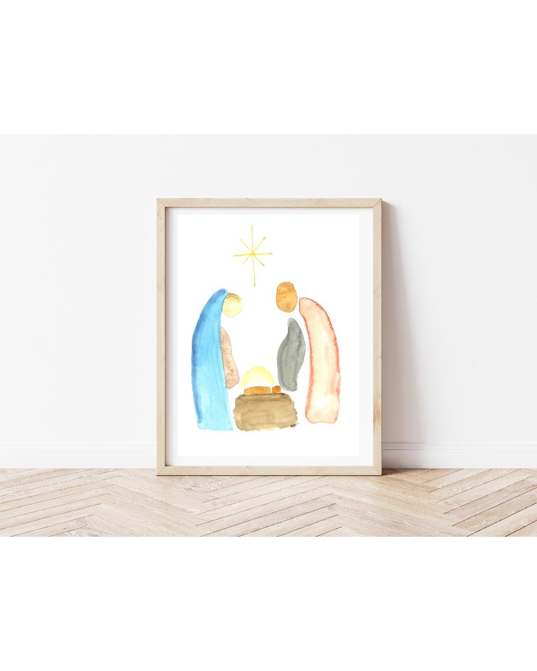 Abstract Nativity Scene Painting: Whimsical Holiday Art - Etsy