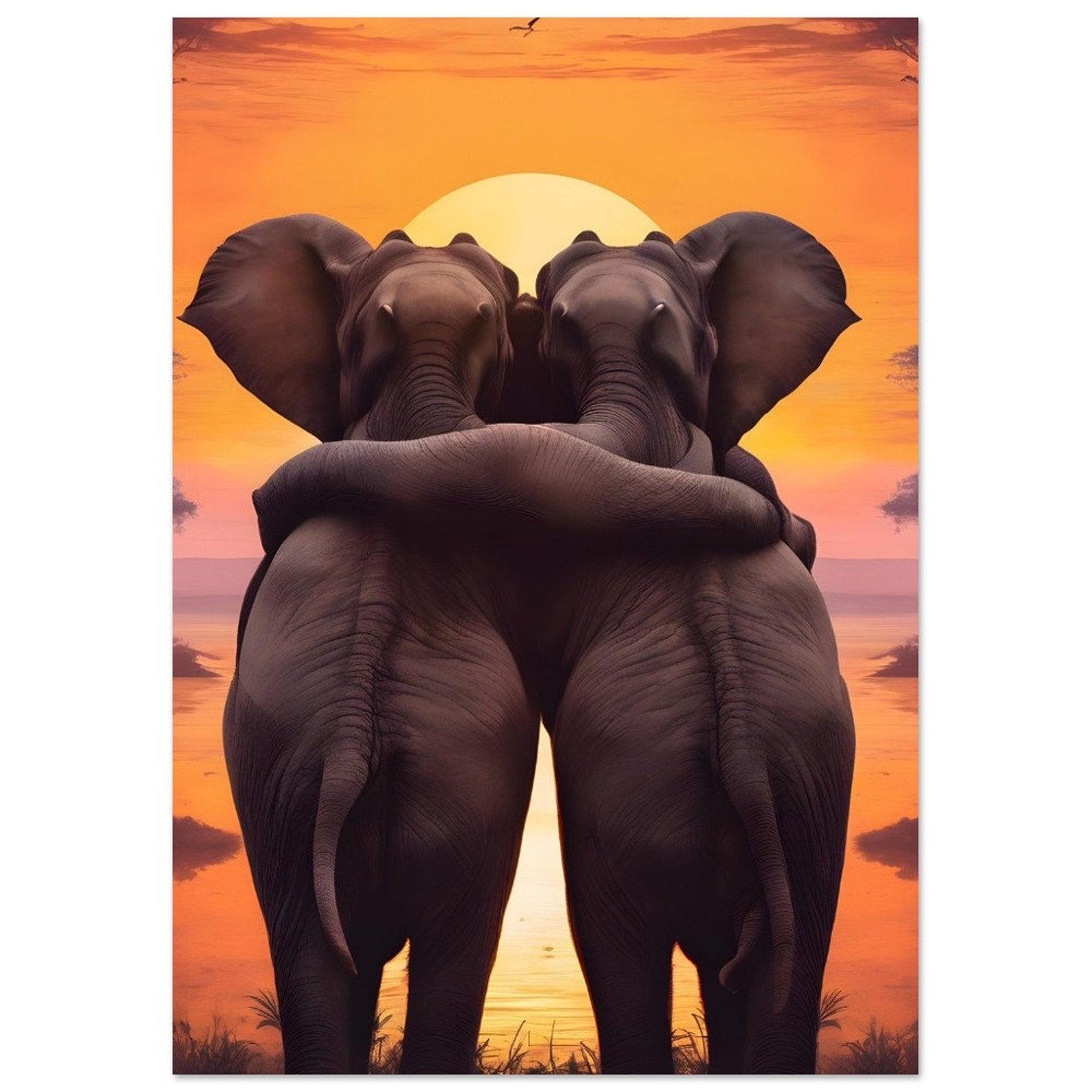 Poster - Friendly Elephants - Etsy