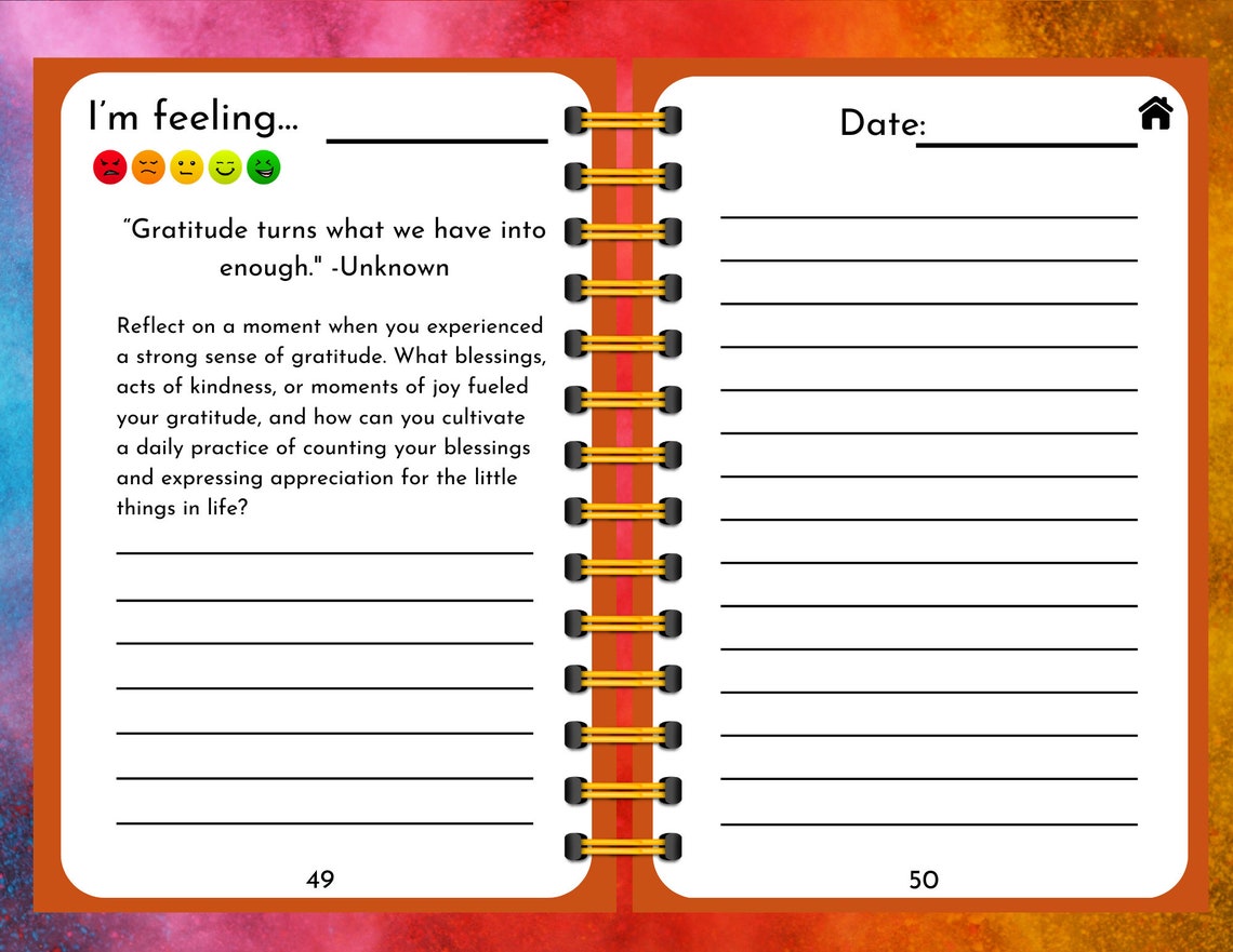 Colorful Mental Health Journal, Kid Friendly Emotional Intelligence ...