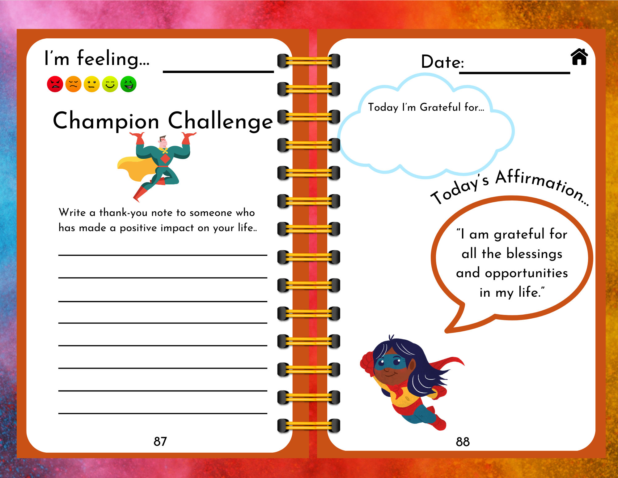 Colorful Mental Health Journal, Kid Friendly Emotional Intelligence ...