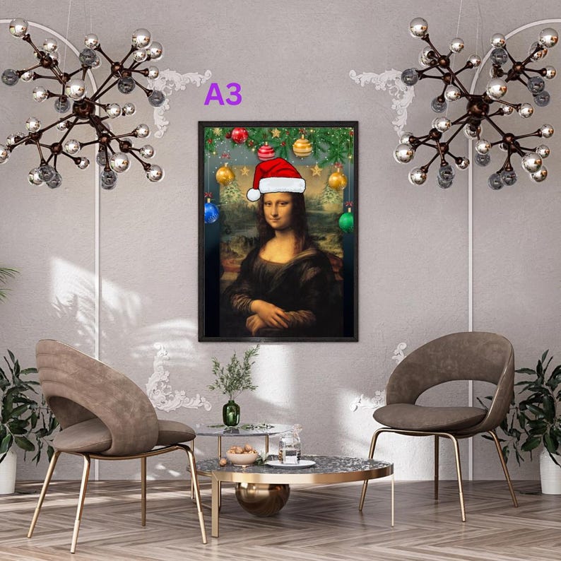 Mona Lisa Leonardo Da Vinci in Christmas Decorations, Printable Home ...