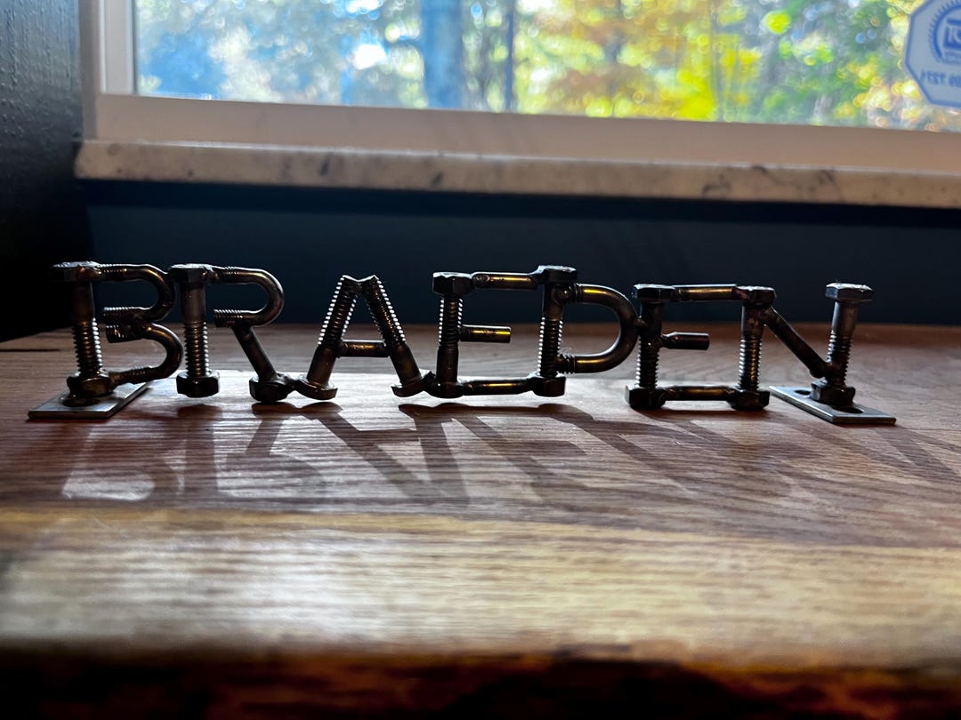 Customizable Handmade Welded Nut/bolt Name Tag Gift Craft Metal - Etsy