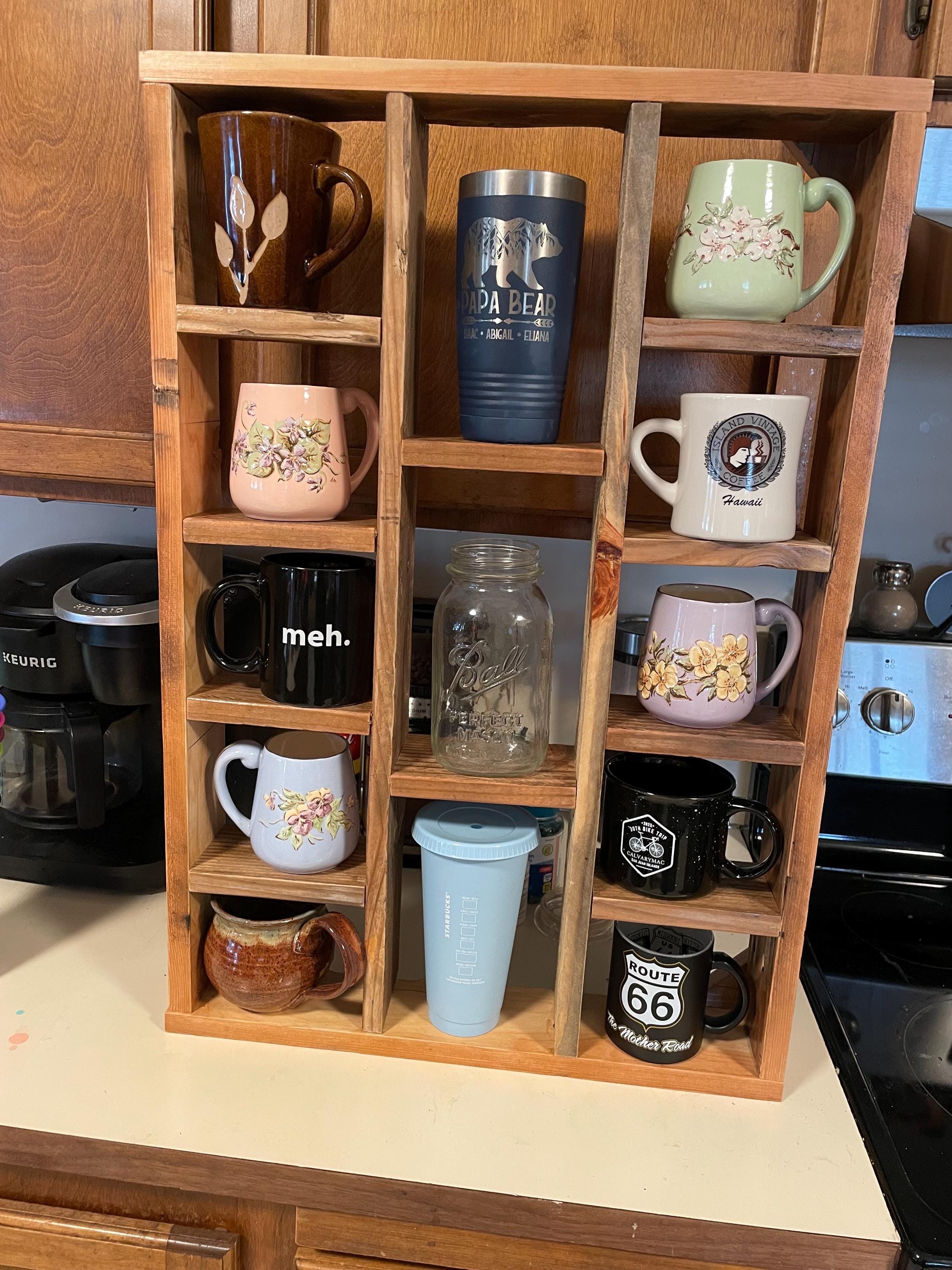 Reclaimed Wood Mug Shelf, Wall Hanging Tea Cup Display - Etsy