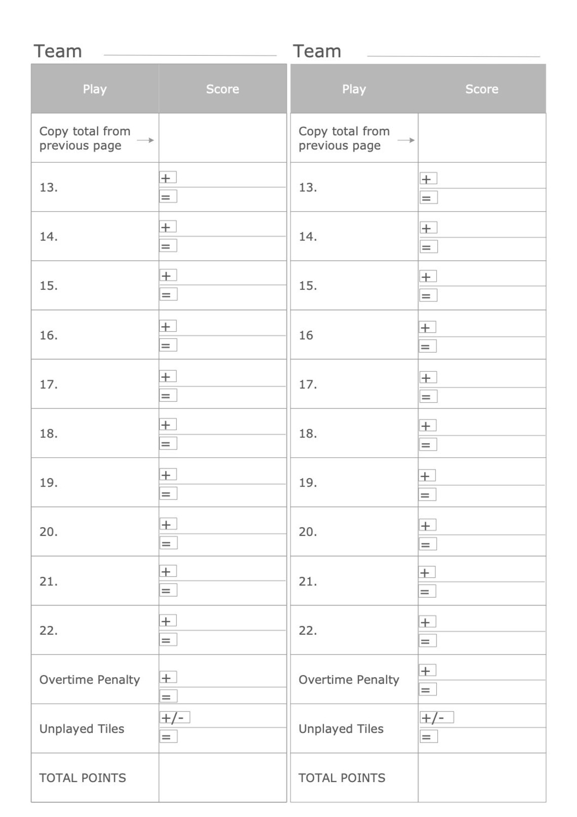 Scrabble Score Sheets Scrabble Score Cards Printable - Etsy