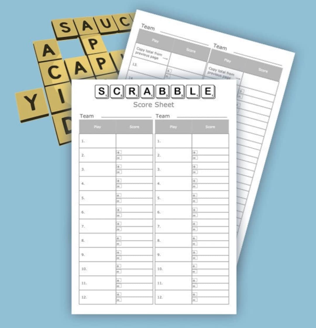 Scrabble Score Sheets Scrabble Score Cards Printable - Etsy