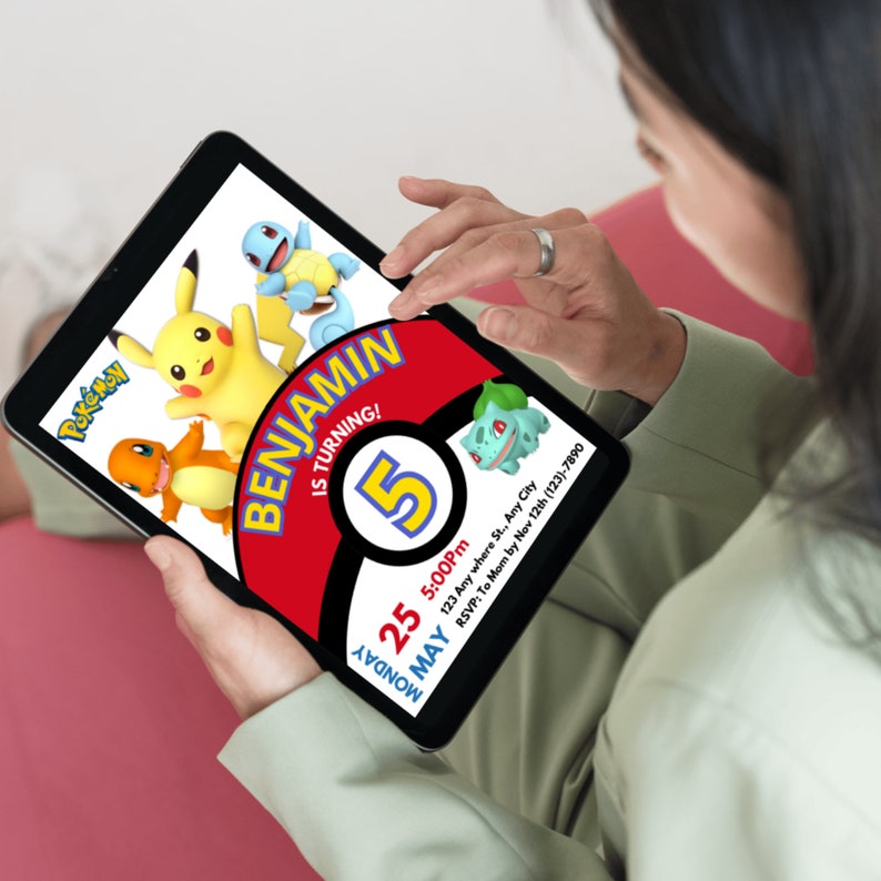 Pikachu Invitation, Pokemon Invitation, Editable in Canva, Pikachu ...