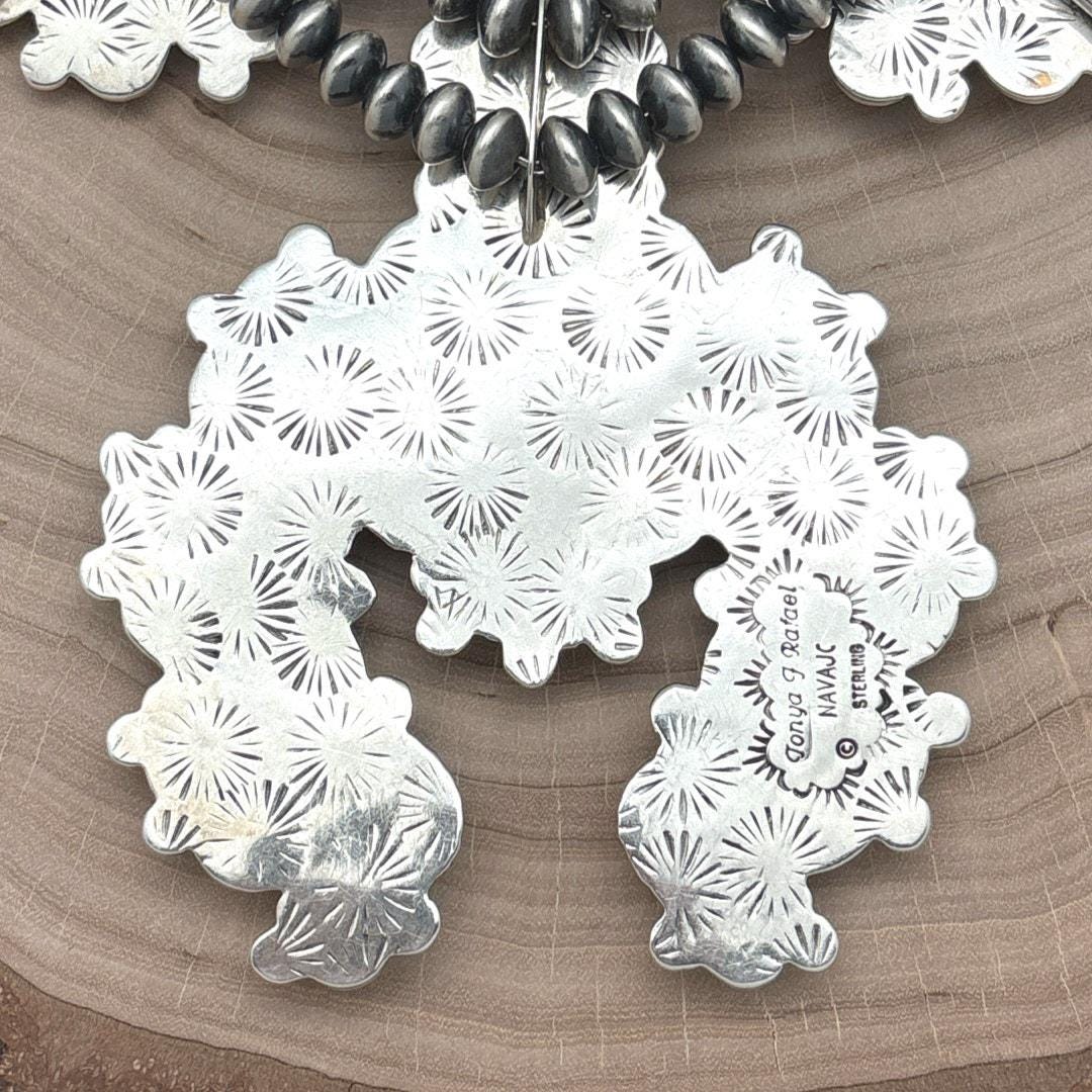 TONYA JUNE RAFAEL Navajo Sterling Turquoise Showstopper Squash Blossom ...