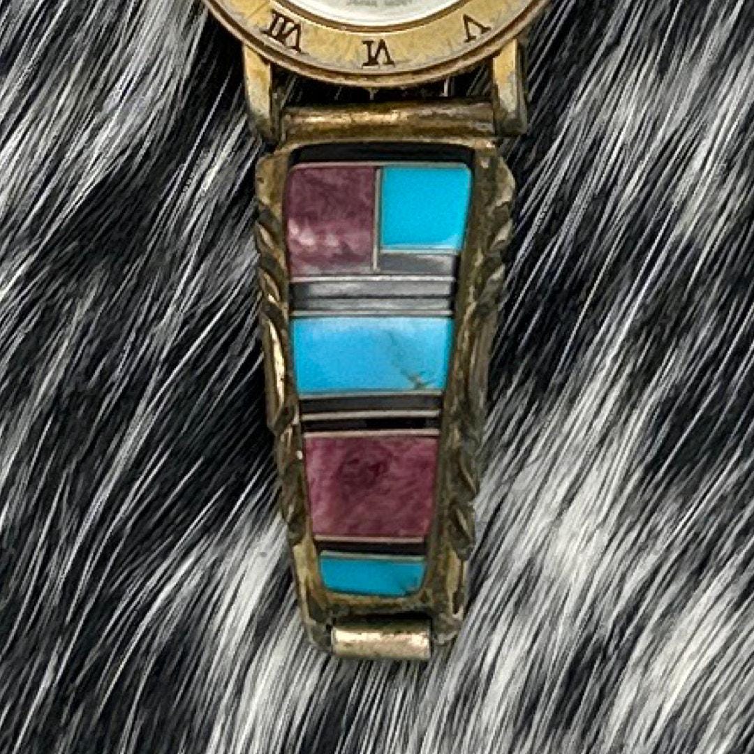 Becora Watch Featuring 1980s Native American NAVAJO Sterling Multi ...