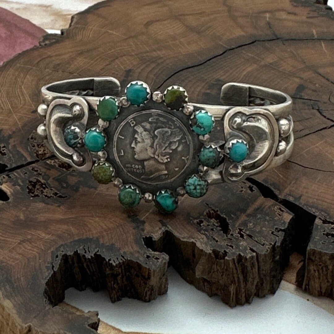 BUFFALO DANCER Taos Pueblo Sterling Silver & Turquoise Cuff Bracelet ...