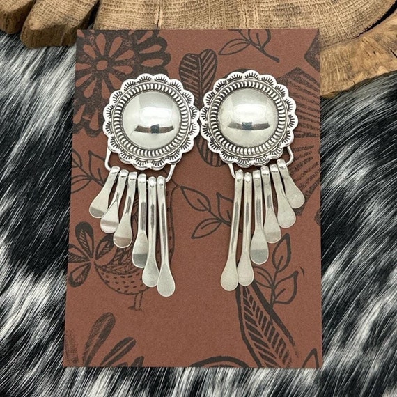 1990s Native American NAVAJO Sterling Silver Round Co… - Gem