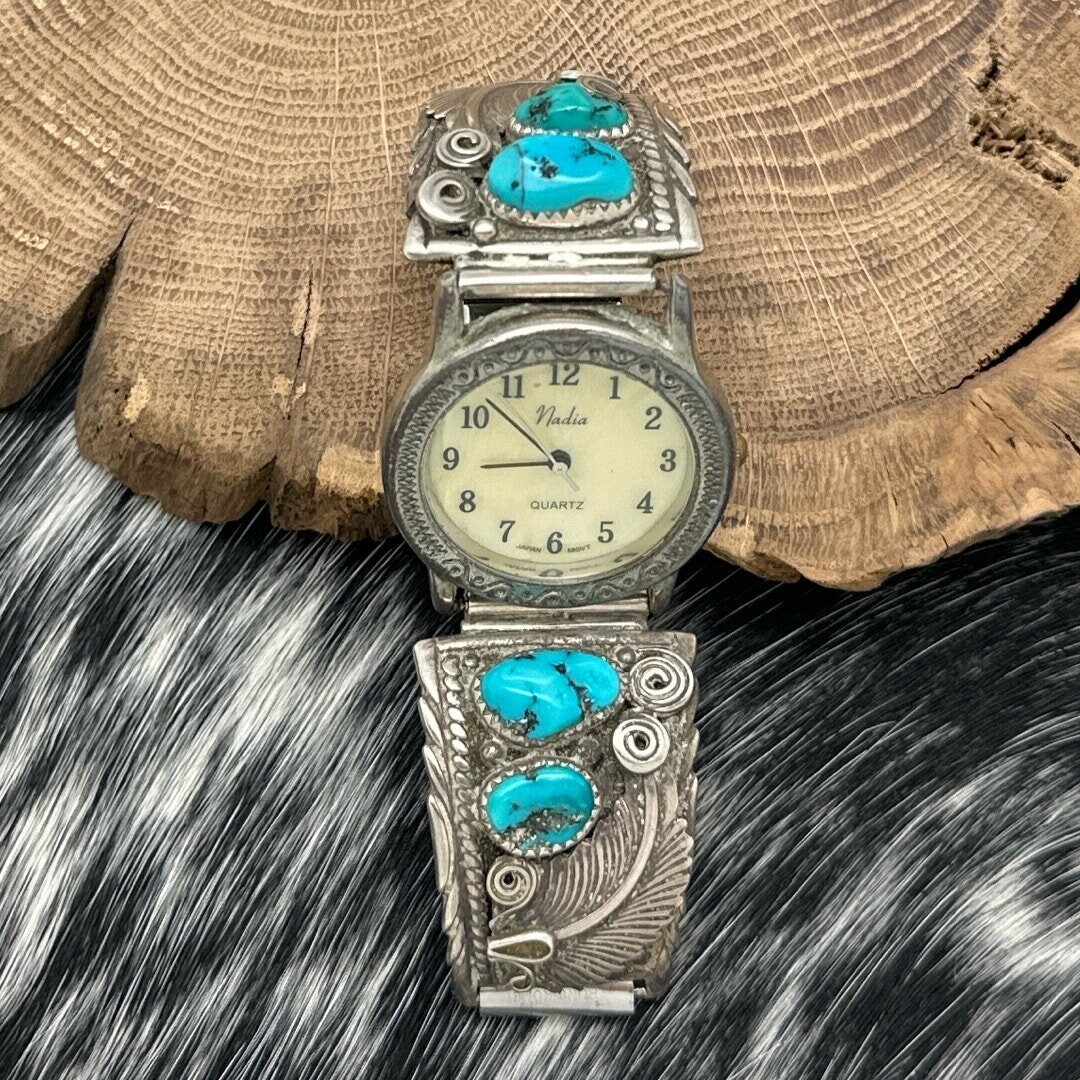 Nadia Watch Featuring 1970s Native American NAVAJO Kingman Turquoise ...