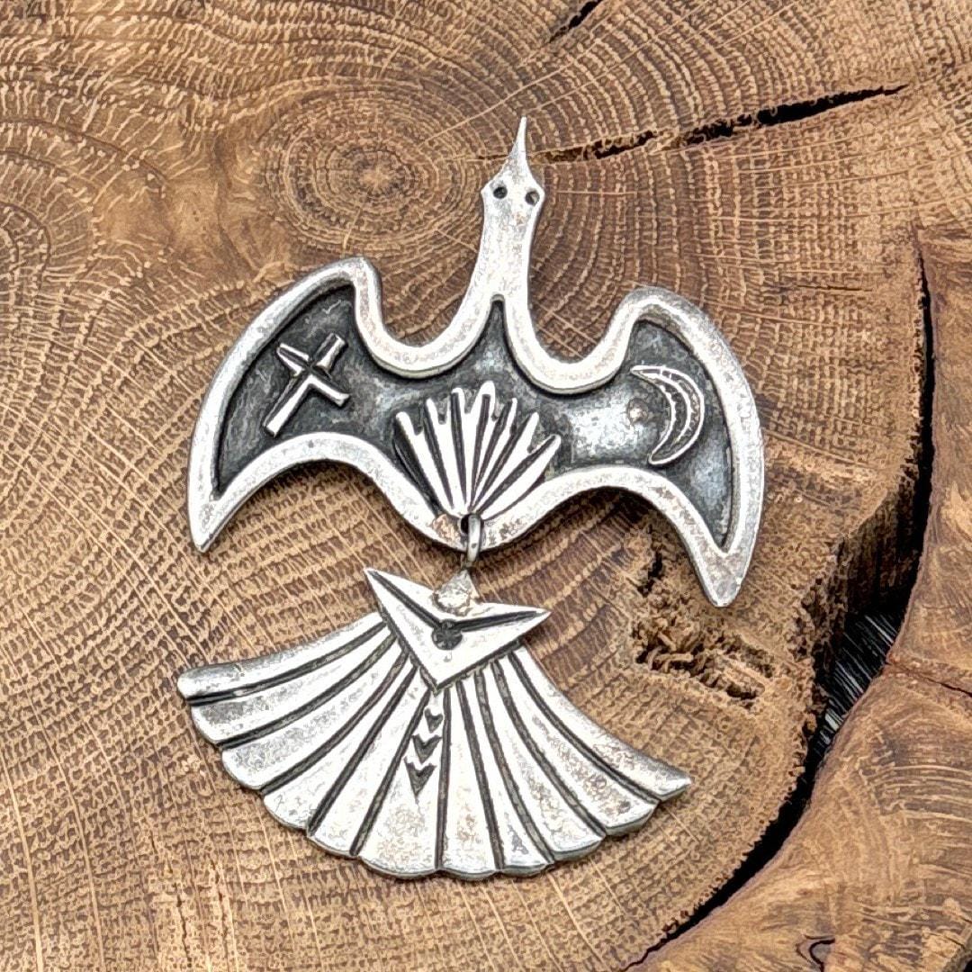 1990s Native American NAVAJO Sterling Silver Peyote Bird Pin ...