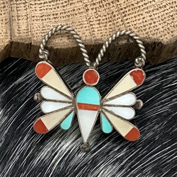 1970s Native American ZUNI Sterling Multi Stone Inlay… - Gem