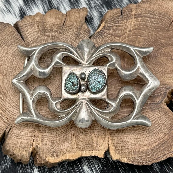 1980s Native American NAVAJO Sandcast Silver New Land… - Gem