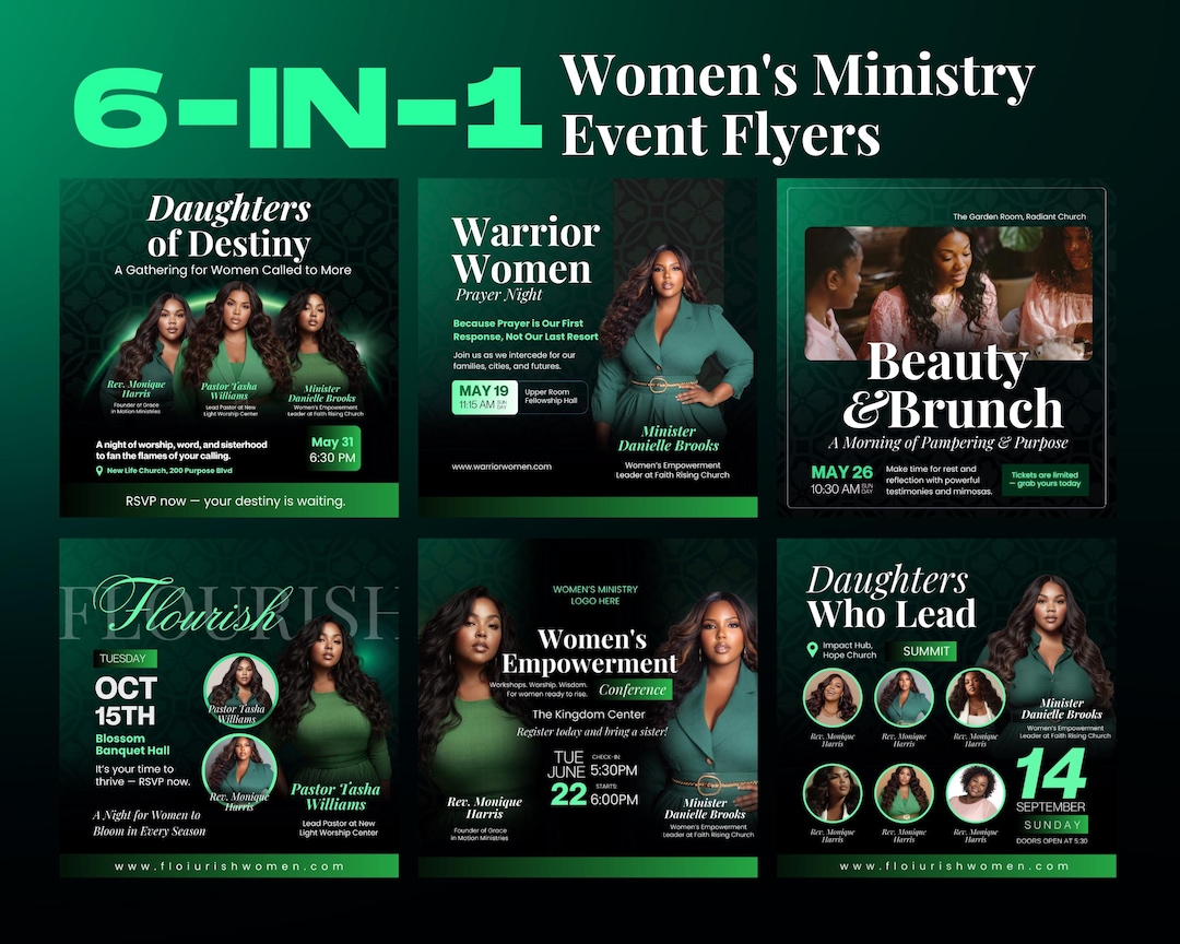 Women's Ministry Event Flyer Templates: Canva Editable (6-in-1) - Etsy