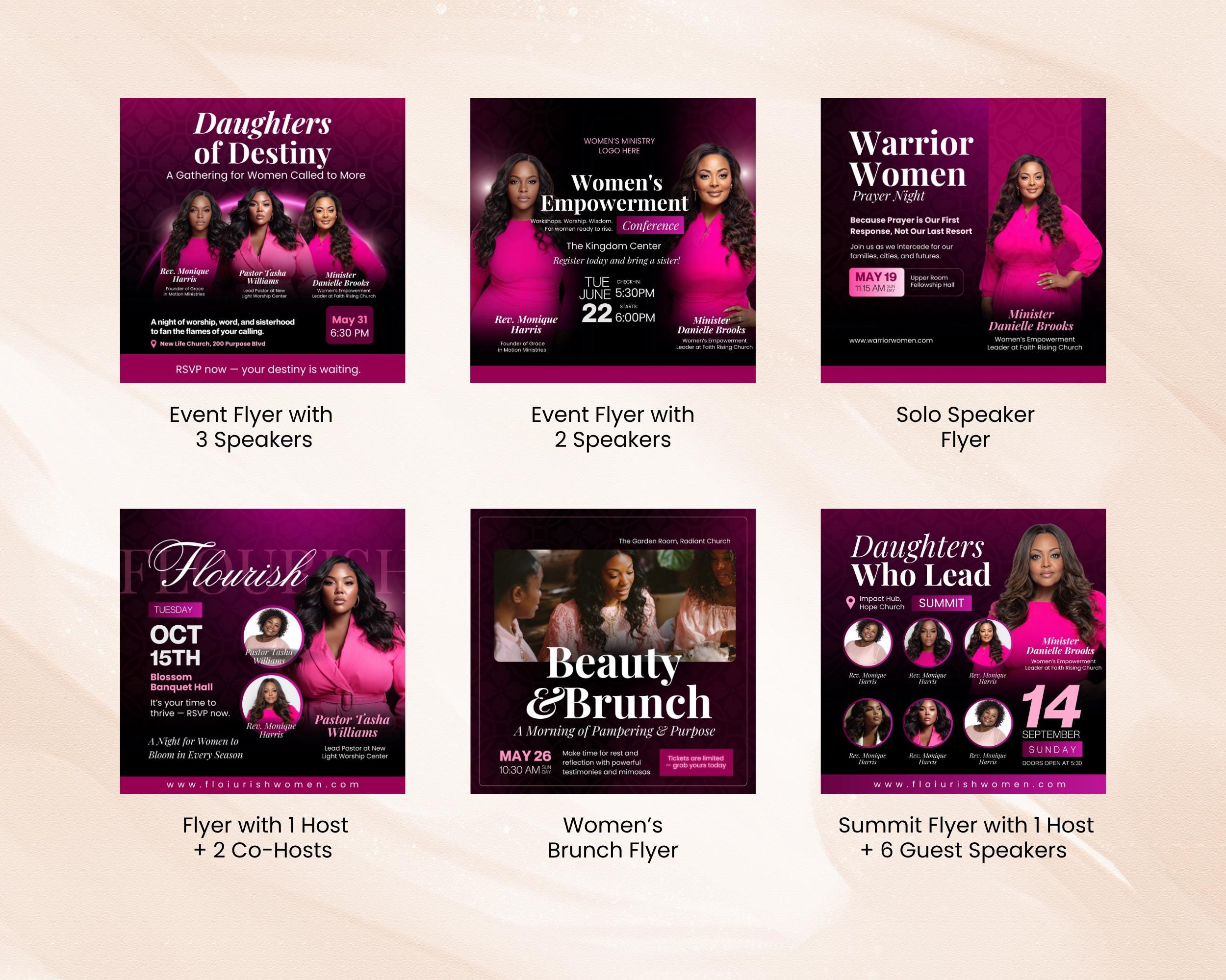Women's Ministry Event Flyer Templates: Church Brunch, Conference ...