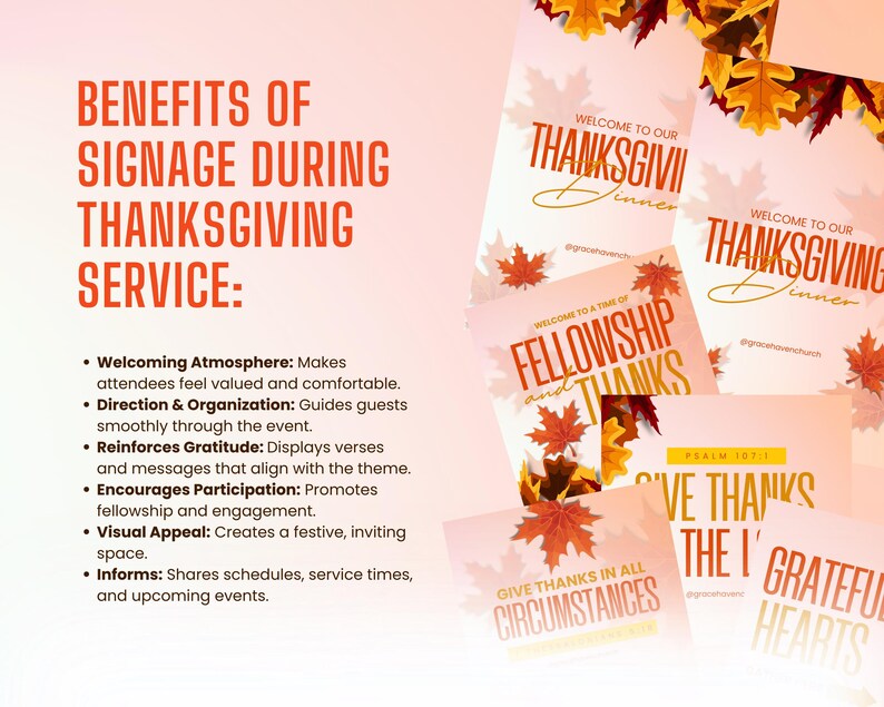 12 Thanksgiving Church Signage Bundle – Printable Welcome Signs ...