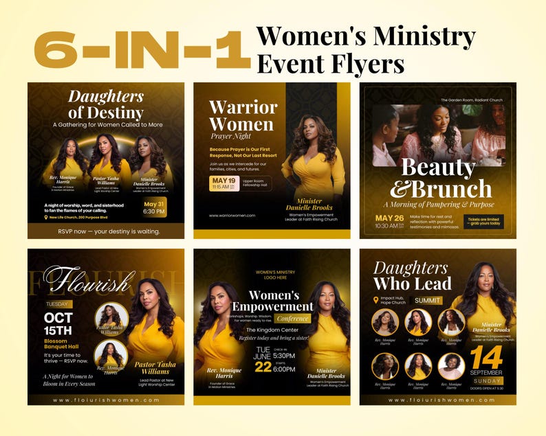 Women's Ministry Event Flyer Template Bundle: Church, Brunch (canva ...
