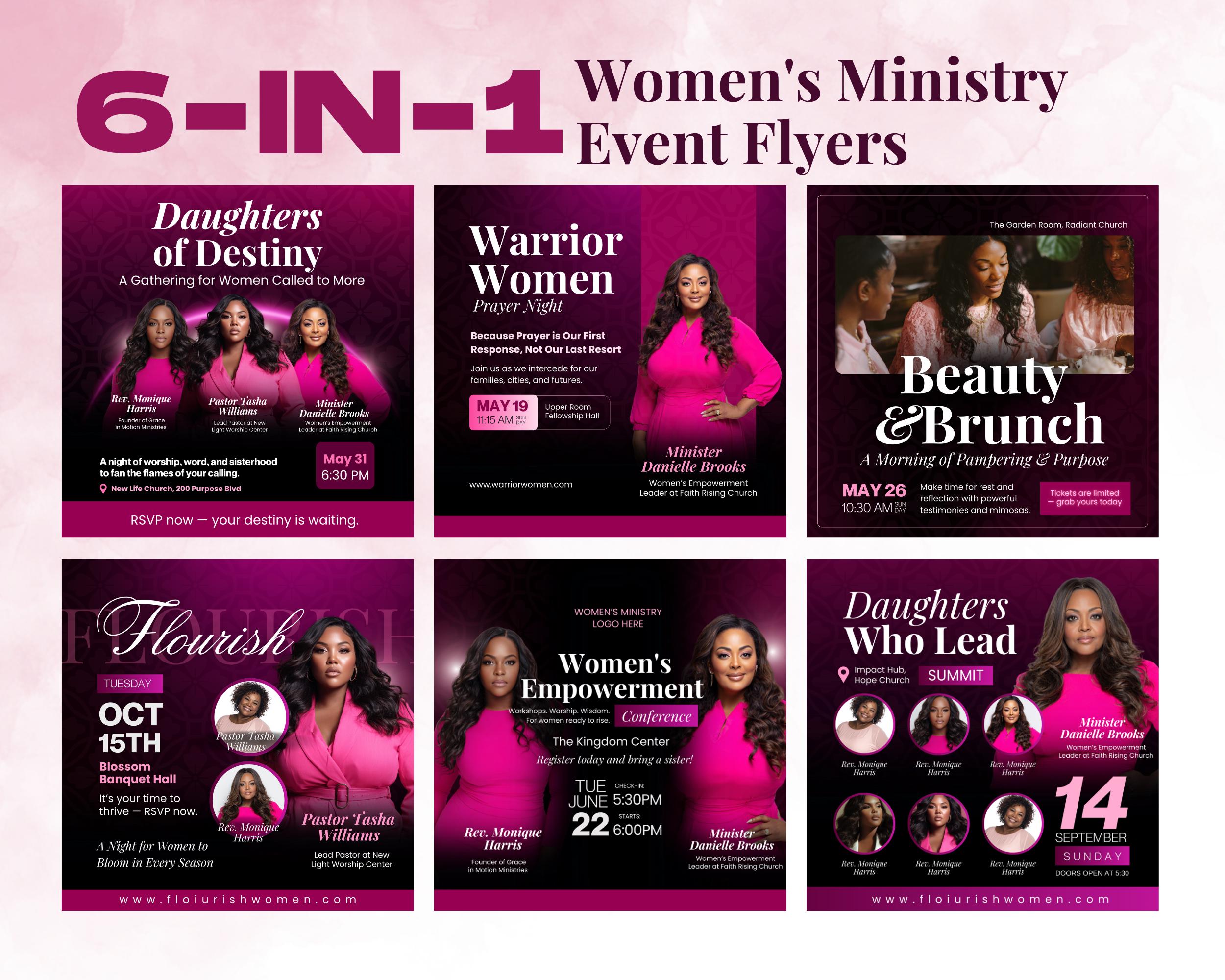 Women's Ministry Event Flyer Templates: Church Brunch, Conference ...