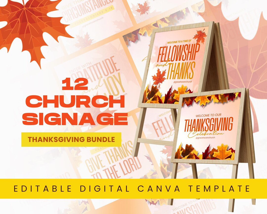 12 Thanksgiving Church Signage Bundle – Printable Welcome Signs ...