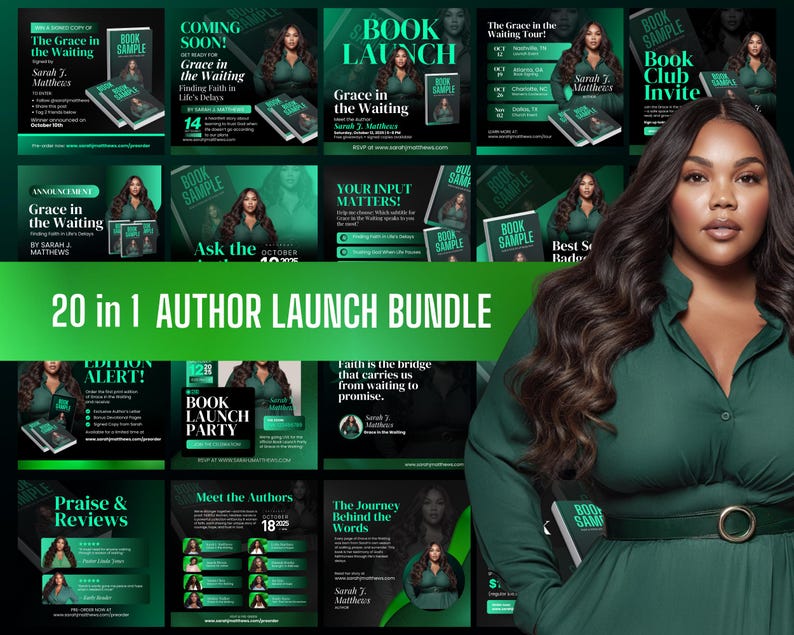 20-in-1 Editable Author Launch Bundle | Customizable Canva Templates ...