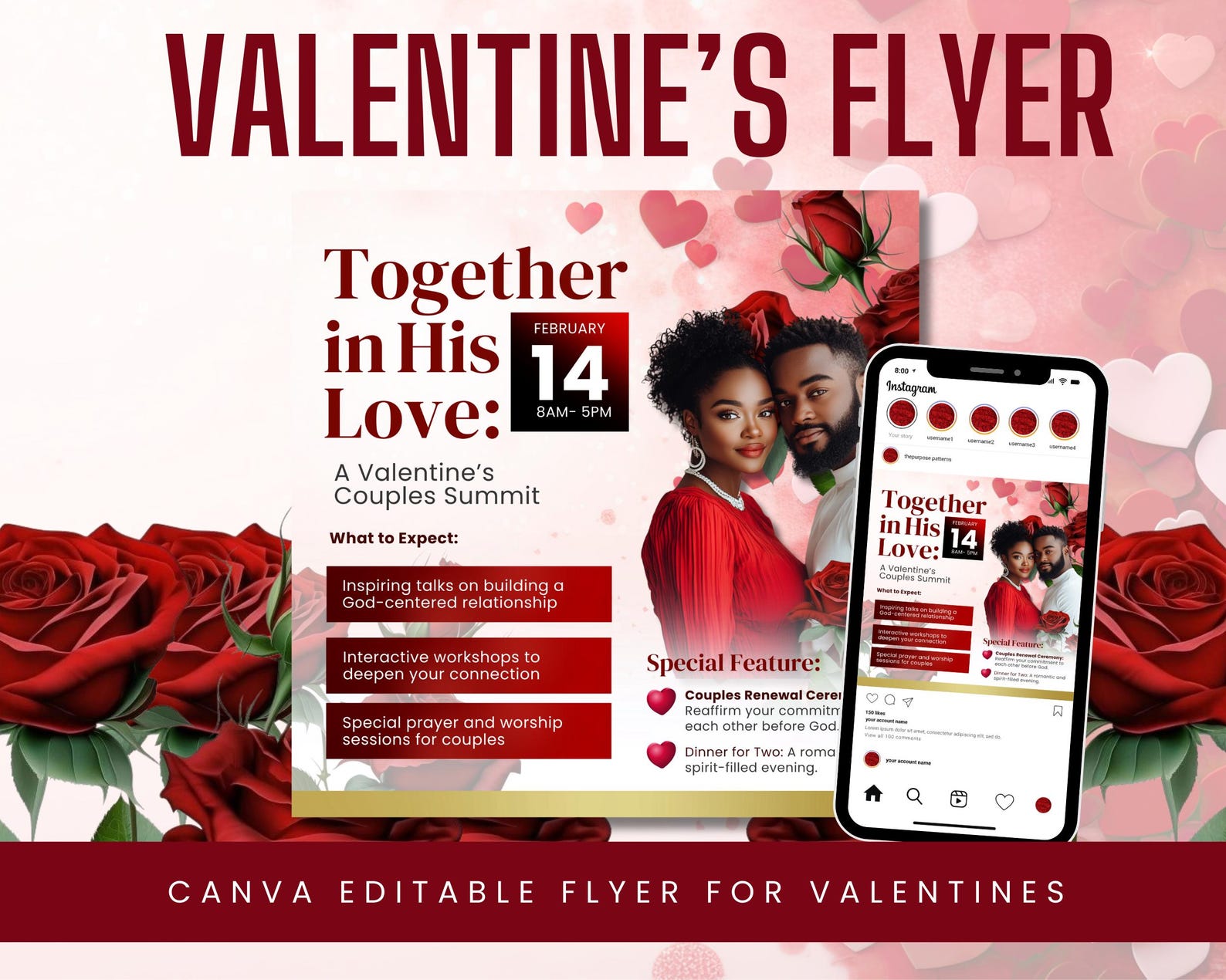 Couples Retreat Valentine’s Flyer Template | God-centered Marriage ...