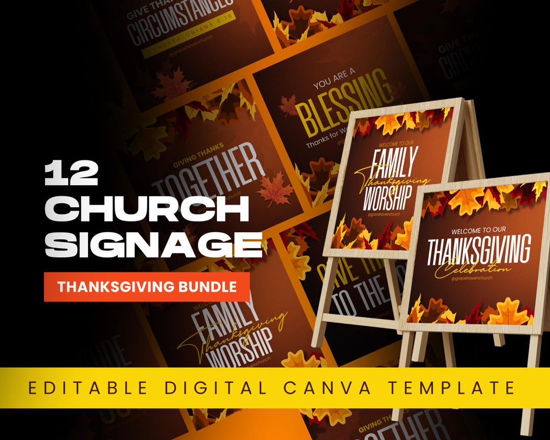 12 Thanksgiving Church Signage Bundle – Printable Welcome Signs ...