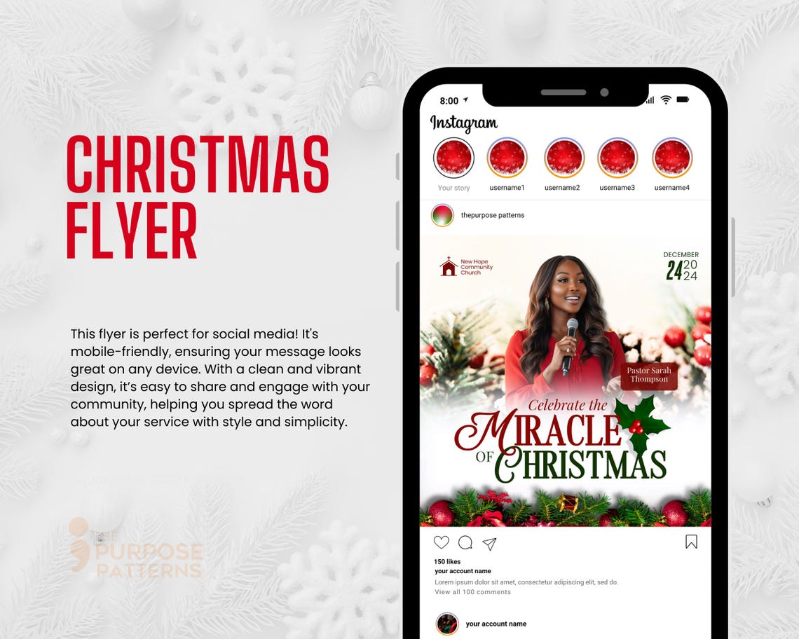 Christmas Service Flyer Template | Editable Church Event Flyer ...