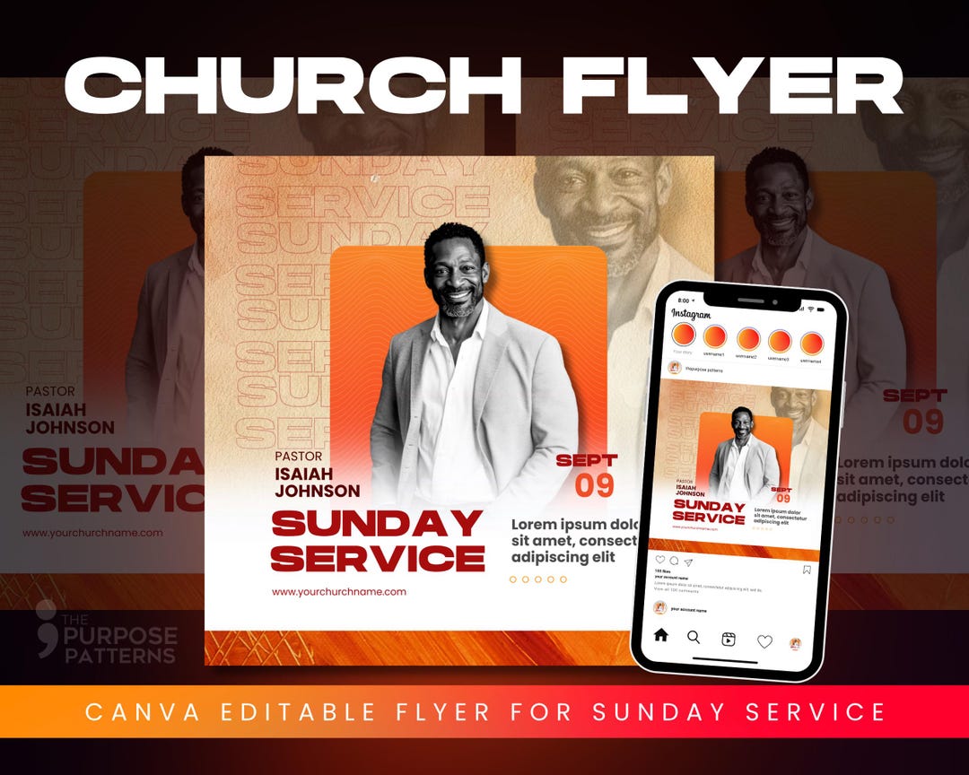 Church Service Flyer Template: Customizable Canva Design - Etsy