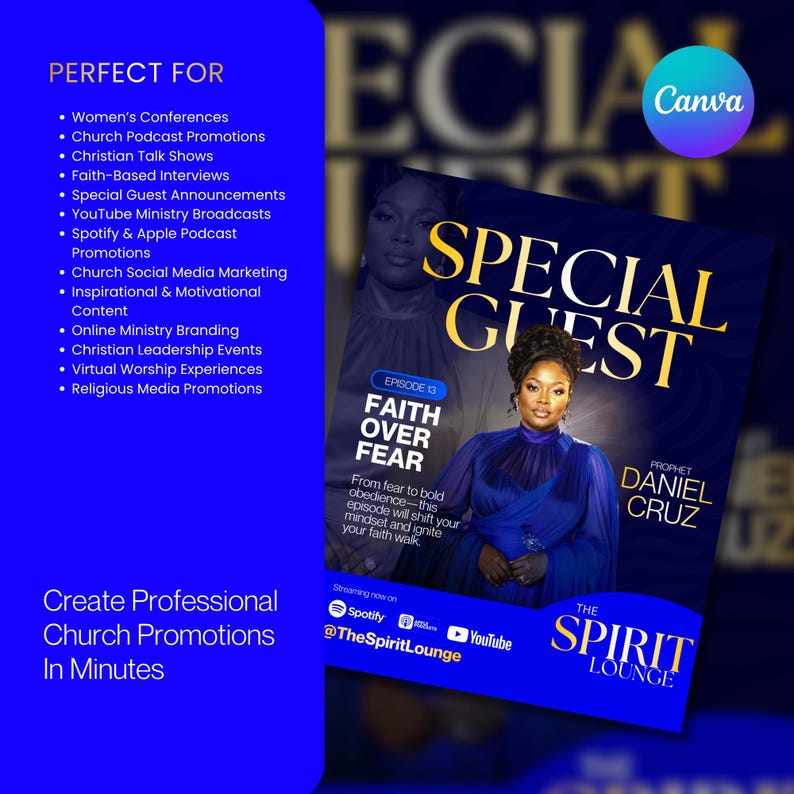 Special Guest Podcast Canva Template, Christian Talk Show Flyerchurch ...