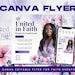 Women in Faith Conference Flyer Canva Template | Violet Floral Church ...