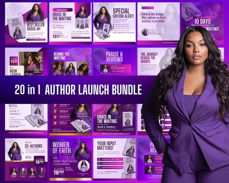 20-in-1 Editable Author Launch Bundle | Customizable Canva Templates ...